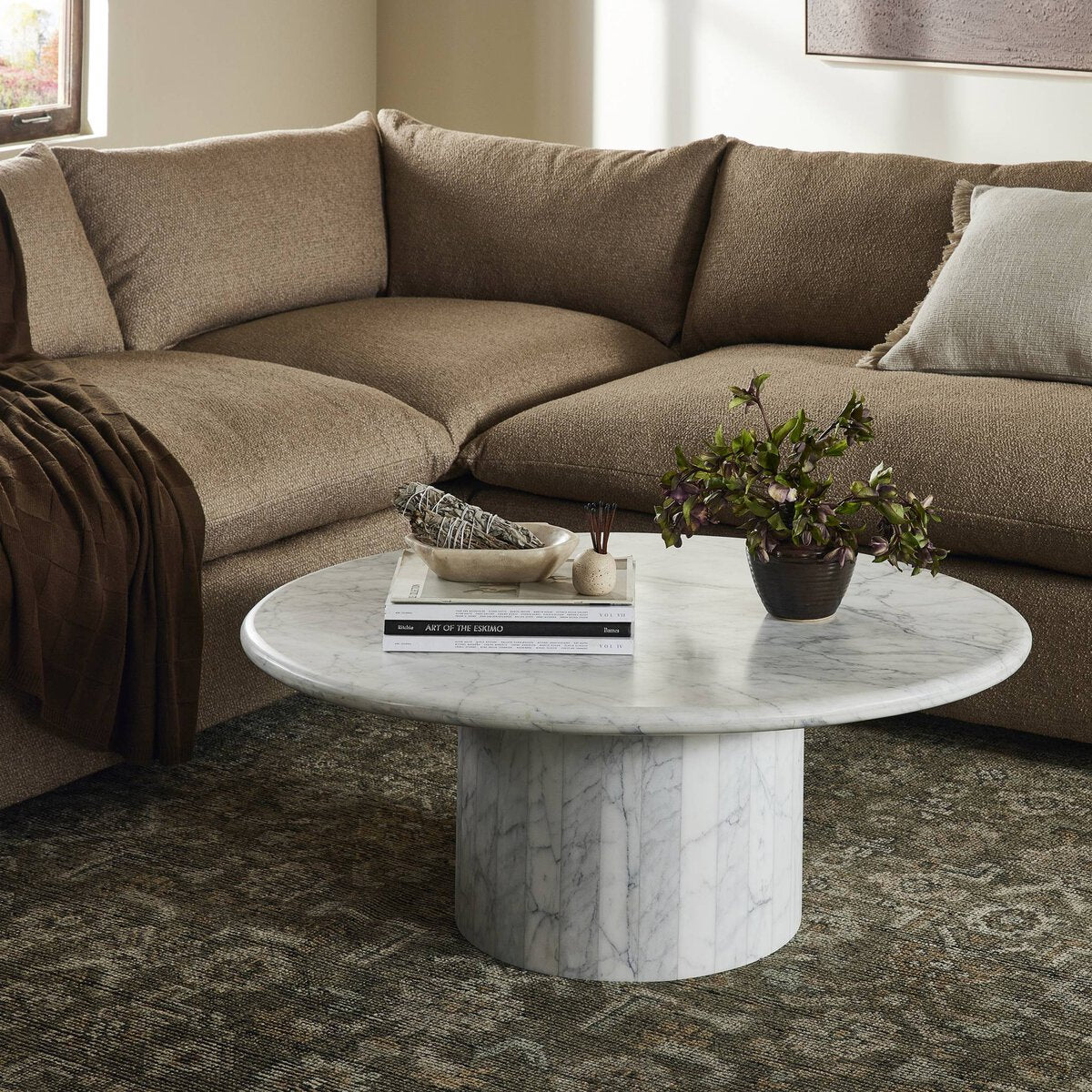 Hana 41" Round Coffee Table - White Calacatta Marble – Classic Carolina ...
