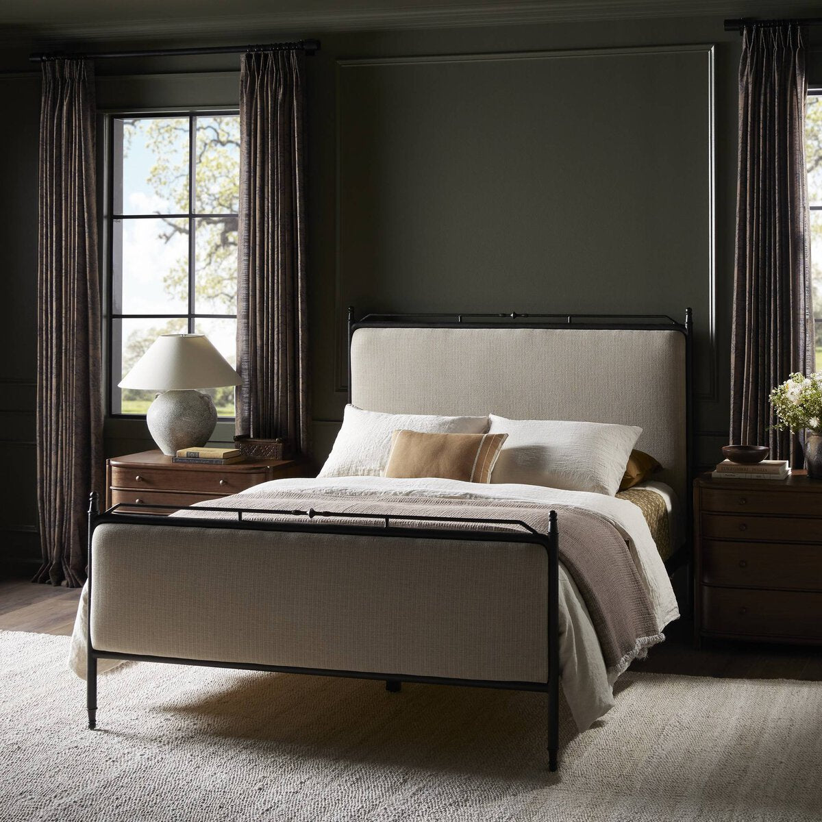 Perran 79" King Bed - Laine Natural+ Iron – Classic Carolina Home