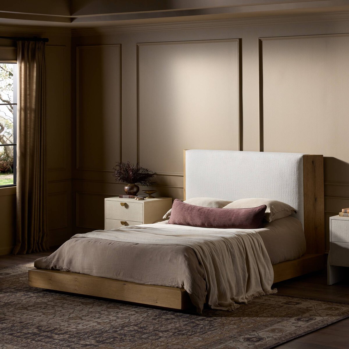 Genevieve 89" King Bed - Performance Omari Natural – Classic Carolina Home