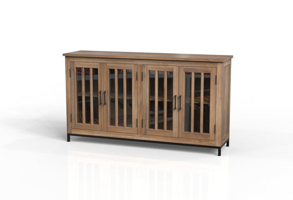 Walter 72" 4 Door Glass Front Sideboard - Natural + Gray - Classic ...
