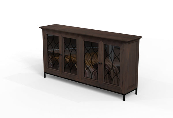 Eliza 82" 4 Door Glass Front Sideboard - Natural + Black - Classic ...