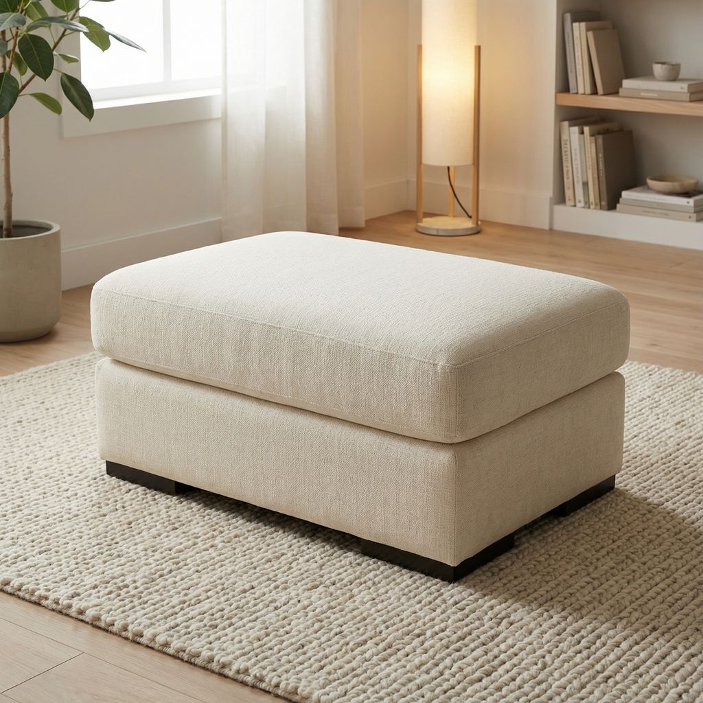 Glenda Quick Ship 41" Ottoman - Crypton Natural Linen – Classic ...
