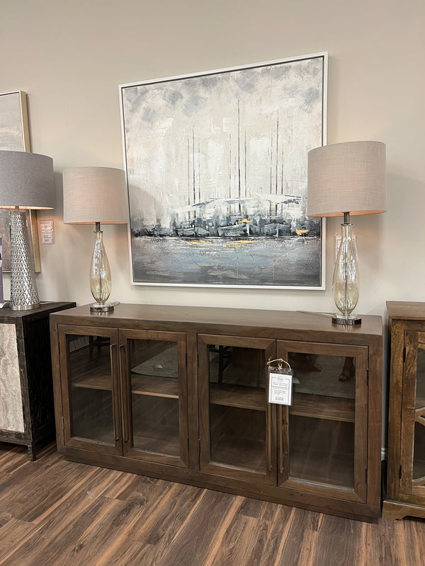 Tristan 72" 4 Door Glass Front Sideboard - Natural + Smoke - Classic ...