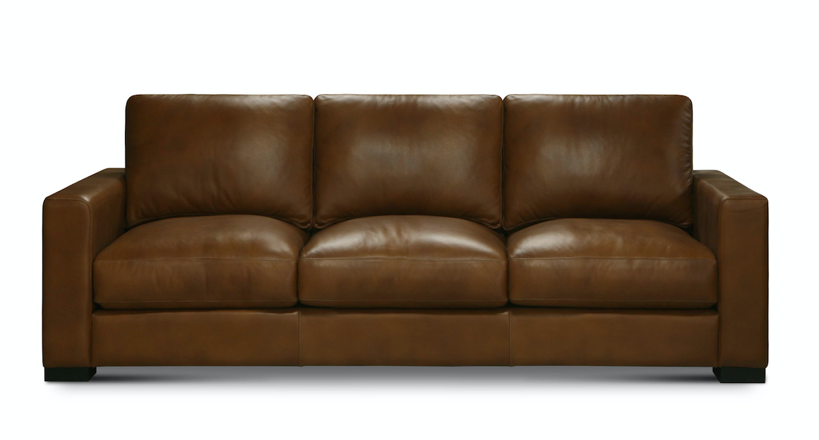 Norton 90" Top Grain Leather 3 Cushion Sofa - Portofino Cinnamon ...