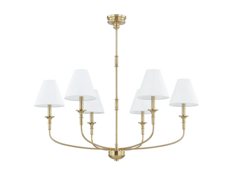 Baron 39" 6 Light Chandelier - Antique Brass – Classic Carolina Home