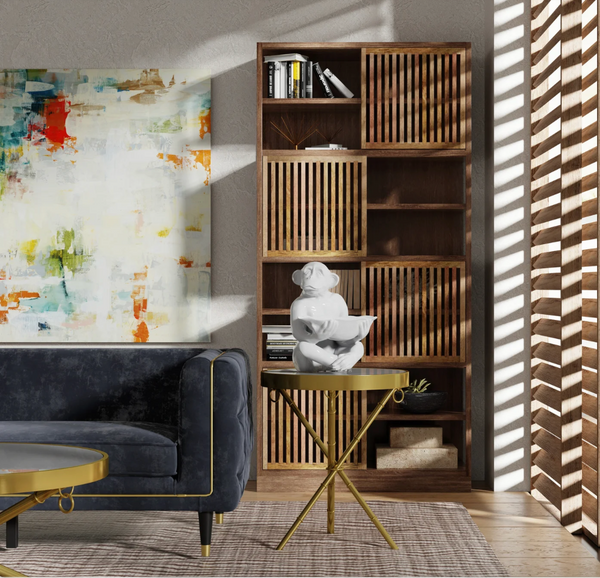 Cooper 40" Sliding Slat Door Open Bookcase - Natural - Classic Carolina ...