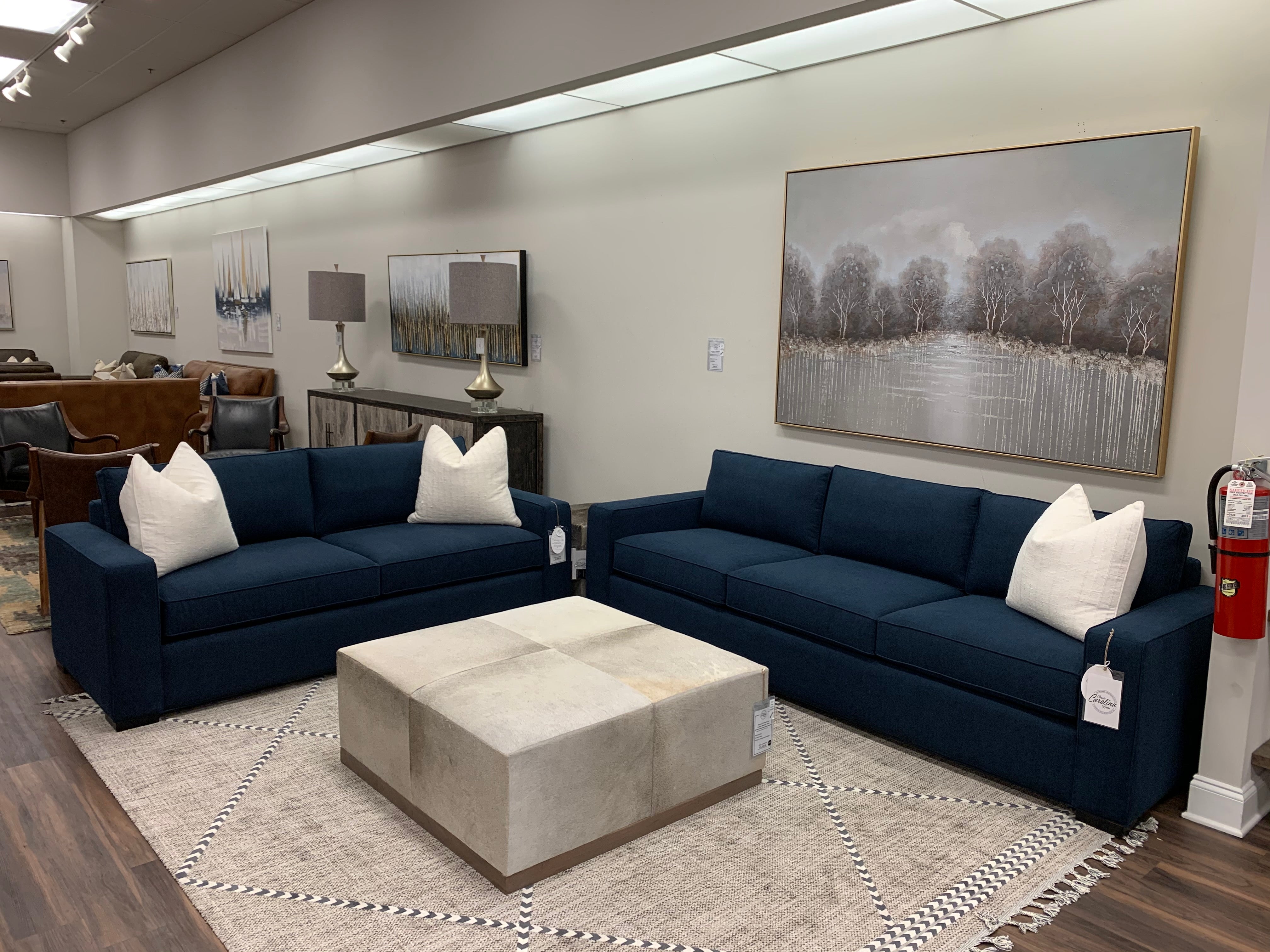 Nathan Luxe Express Ship 104" 3 Cushion Sofa - Crypton Navy Velvet ...